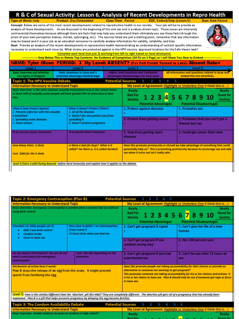 Unit 6 Lesson 6 | PDF | Birth Control | Sexual Intercourse