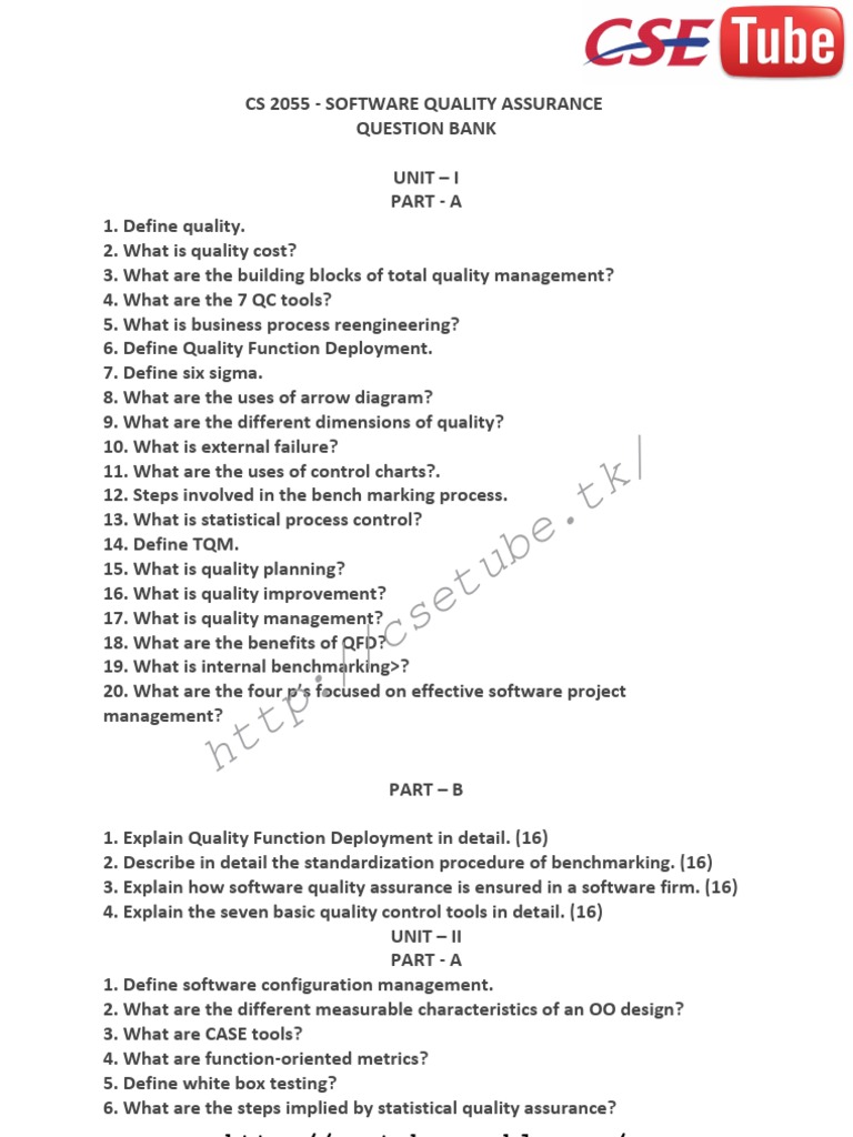 Software Quality Assurance QB PDF | PDF | Iso 9000 | Software Quality