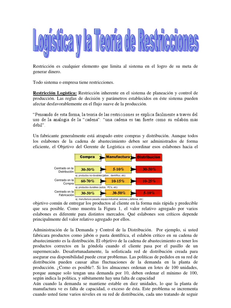 Teoría de Las Restricciones | PDF | Logística | Planificación