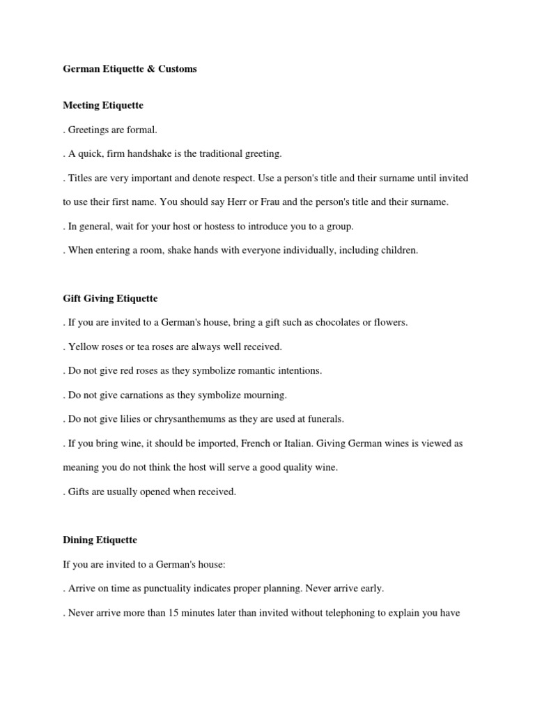 German Business Etiquette | PDF