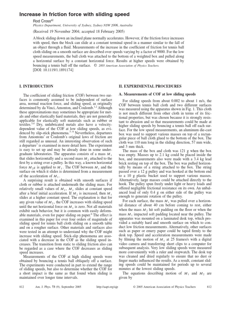 Friction Vs Speed | PDF | Friction | Force