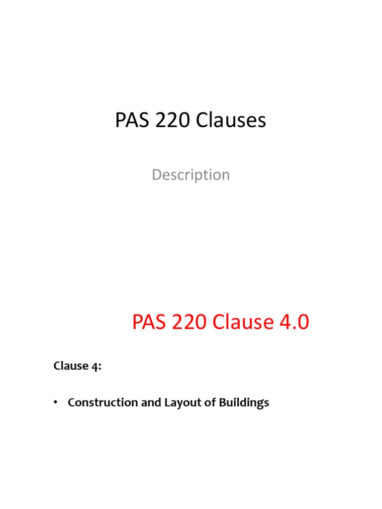 PAS 220 Clauses | PDF | Hygiene | Drinking Water