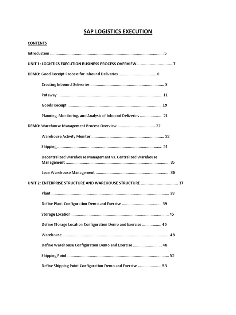 Sap Logistics Execution | PDF | Warehouse | Business Process