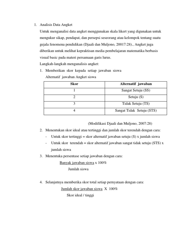 Analisis Data Angket | PDF