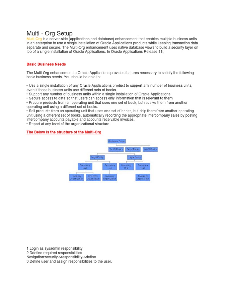 Multi Org Overview1 | PDF | Oracle Database | Access Control