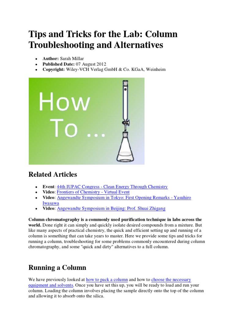 Tips and Tricks For The Lab: Column Troubleshooting and Alternatives ...