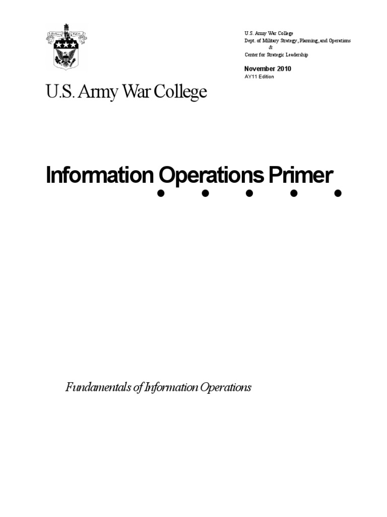 Information Operations Primer (Unclassified) | PDF | Electronic Warfare ...