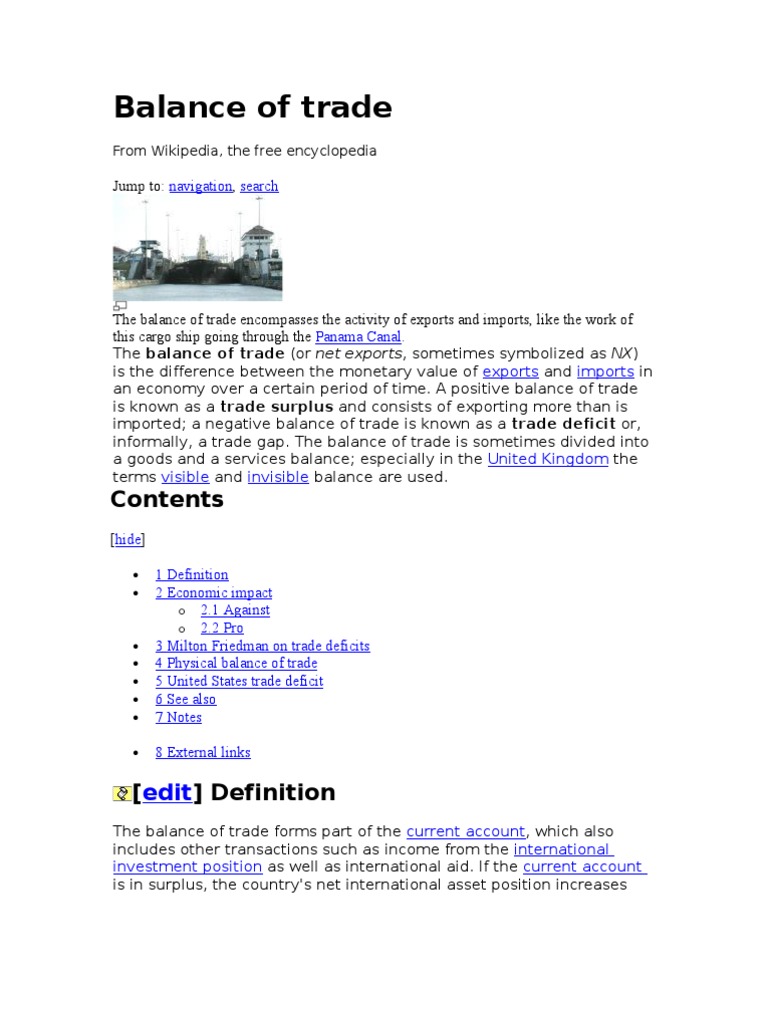 Balance of Trade | PDF | Balance Of Trade | Deficit Spending