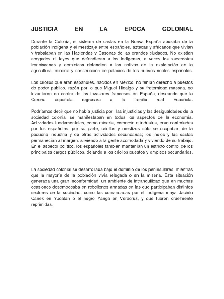 Justicia en La Epoca Colonial | PDF | Nueva españa | España
