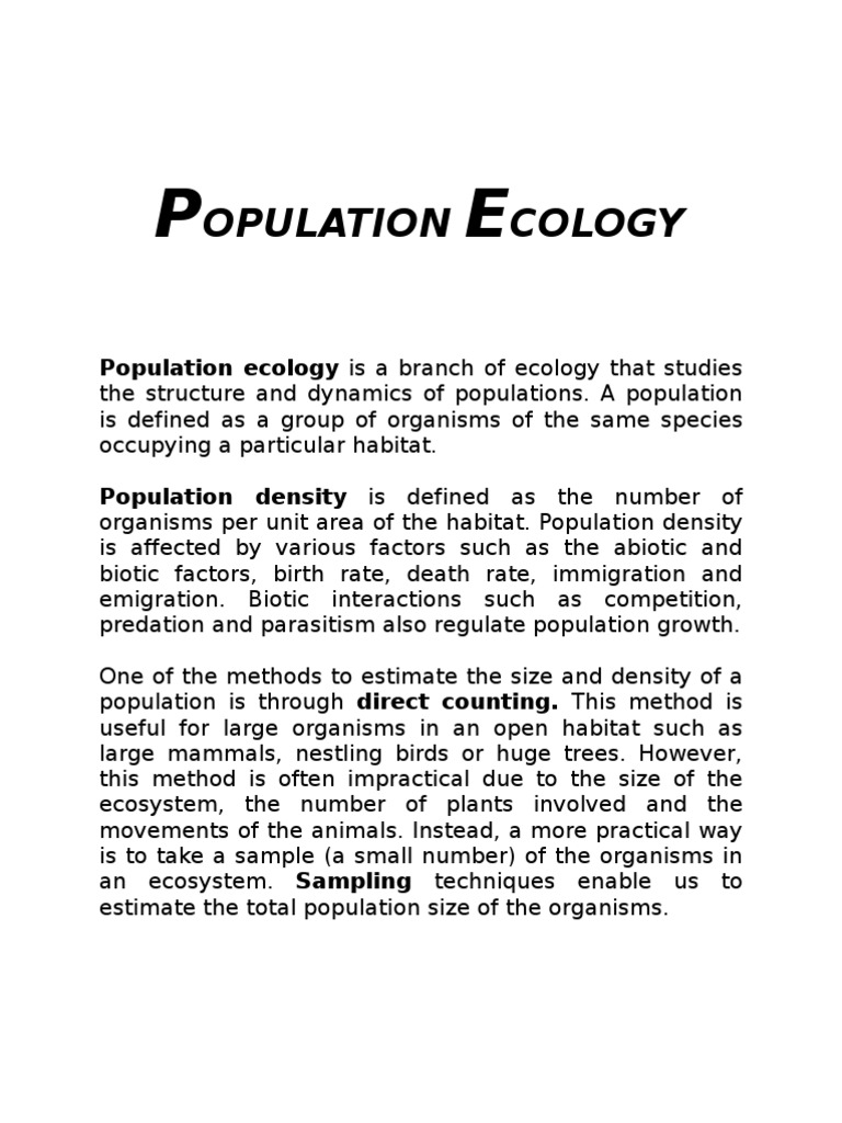Population Ecology | PDF | Ecology | Ecosystem