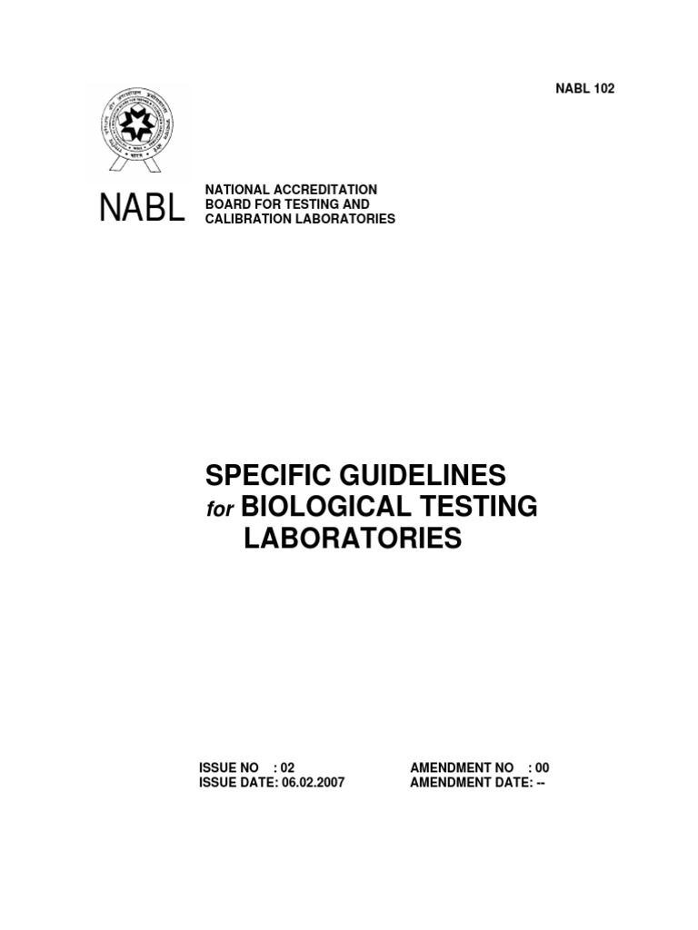 Specific Guidelines Biological Testing Laboratories: NABL 102 | PDF ...