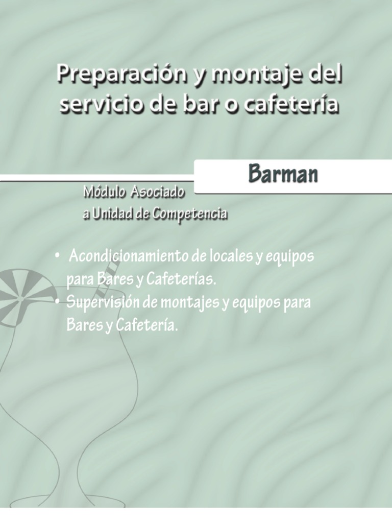 Preparacion y Montaje Del Servicio de Bar o Cafetería | PDF | Comedor ...