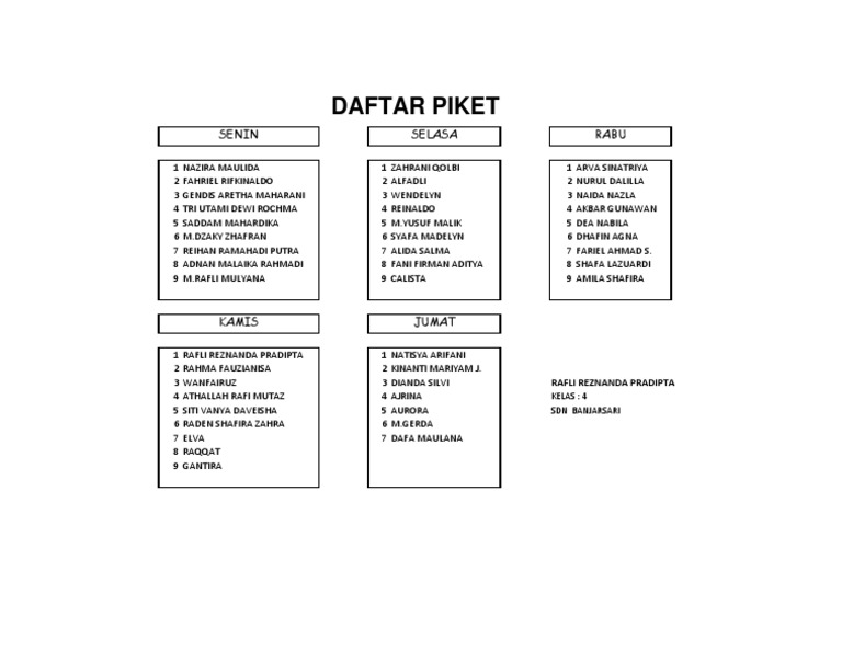 Daftar Piket | PDF