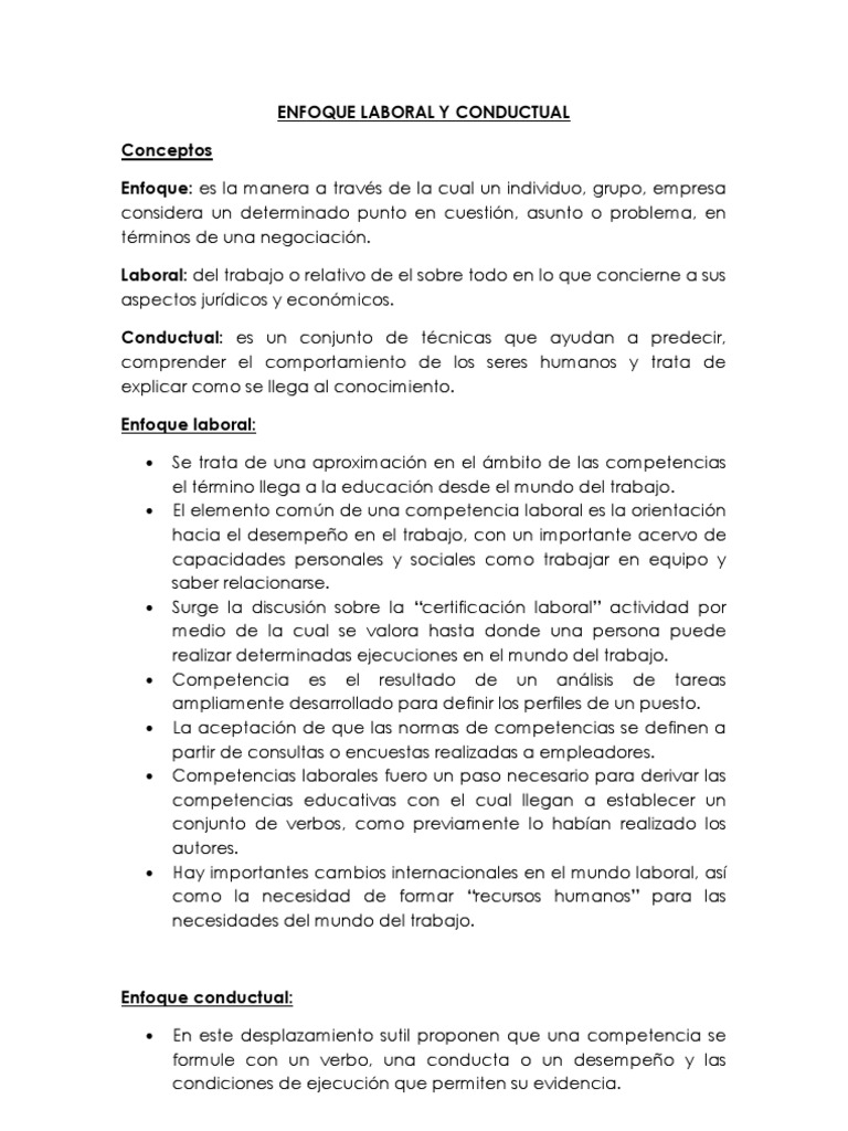 Enfoque Laboral y Conductual | PDF | Comportamiento | Derecho laboral
