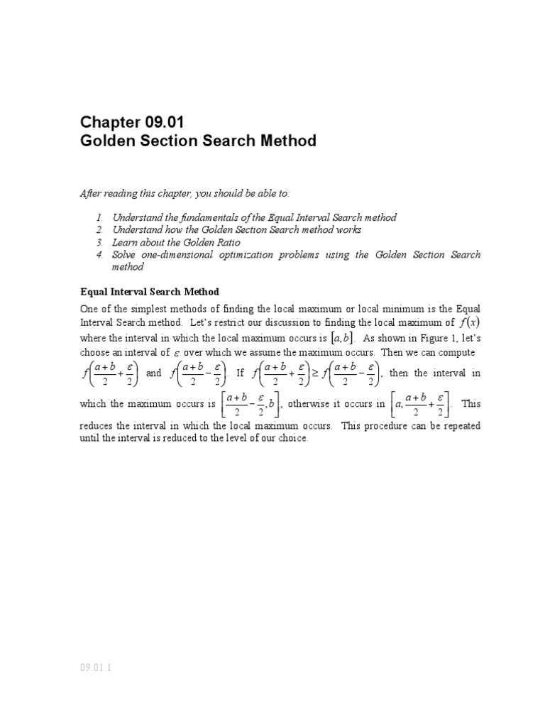 Golden Section Search | PDF | Maxima And Minima | Computational Science