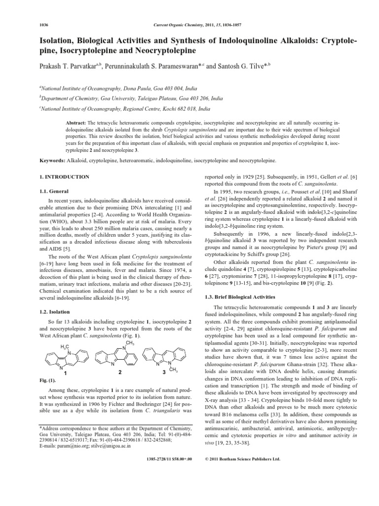 Isolation, Biological Activities and Synthesis of Indoloquinoline ...