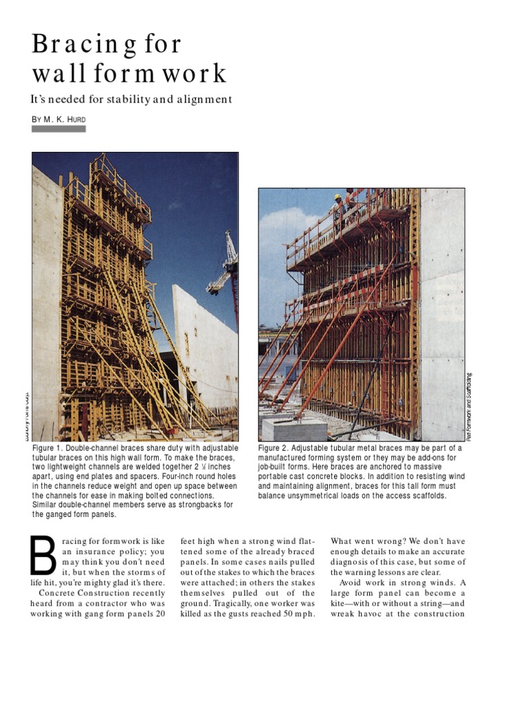 Bracing For Wall Formwork | PDF | Lumber | Scaffolding