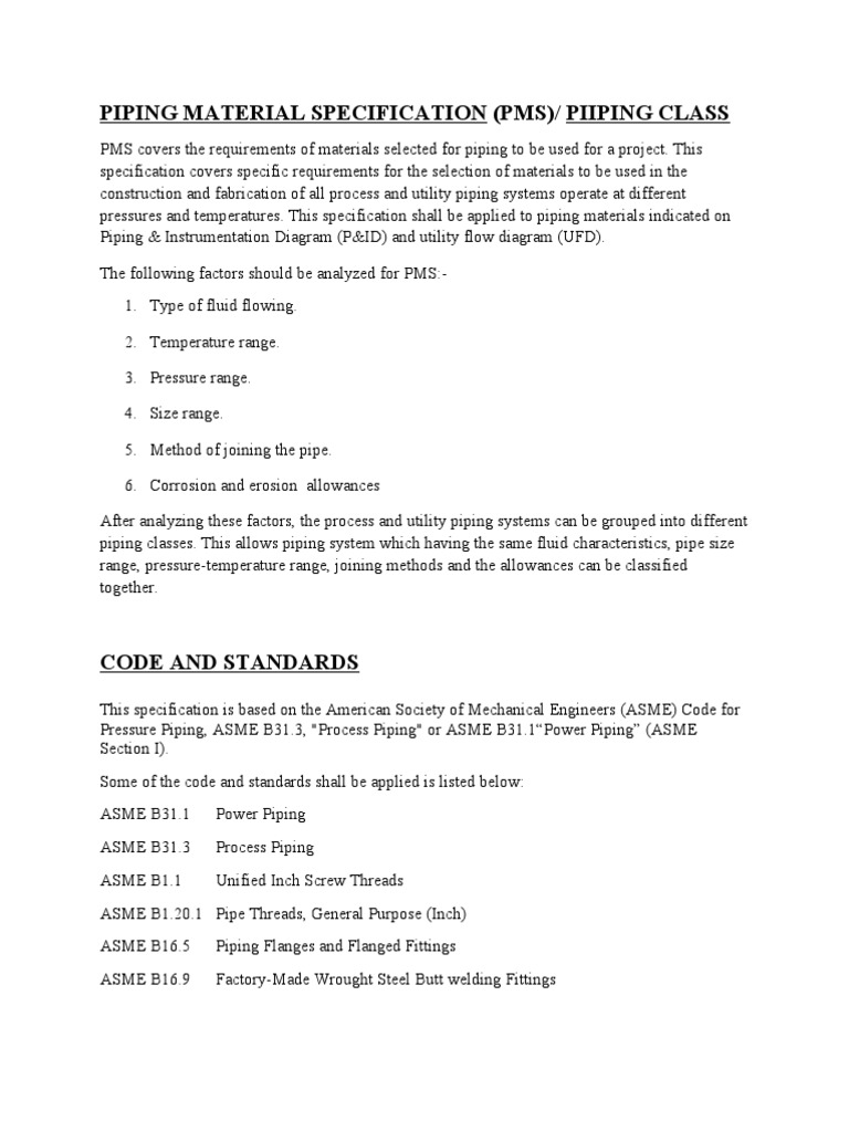 Pms | PDF | Pipe (Fluid Conveyance) | Screw