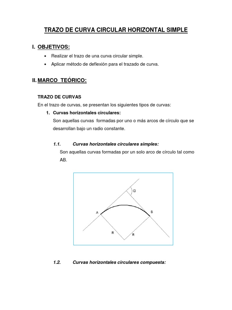 Trazo de Una Curva Horizontal Circular Simple | PDF | Curva | Topografía