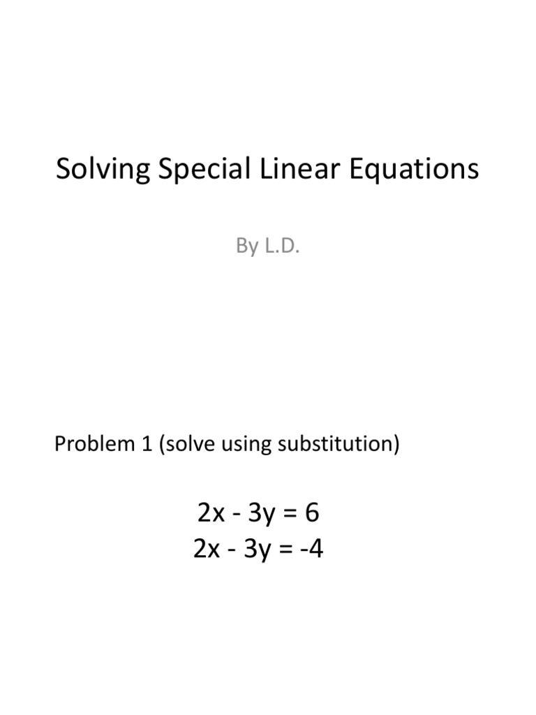 Special Cases in Linear Equations | PDF