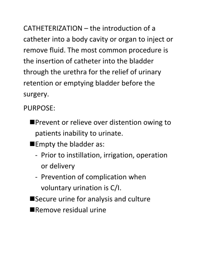 CATHETERIZATION | PDF | Urology | Medical Specialties