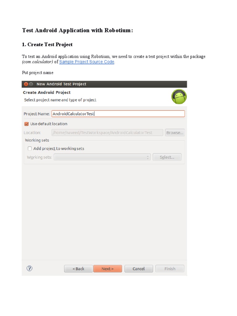 Robotium Android Test Guide | PDF | Java (Programming Language ...