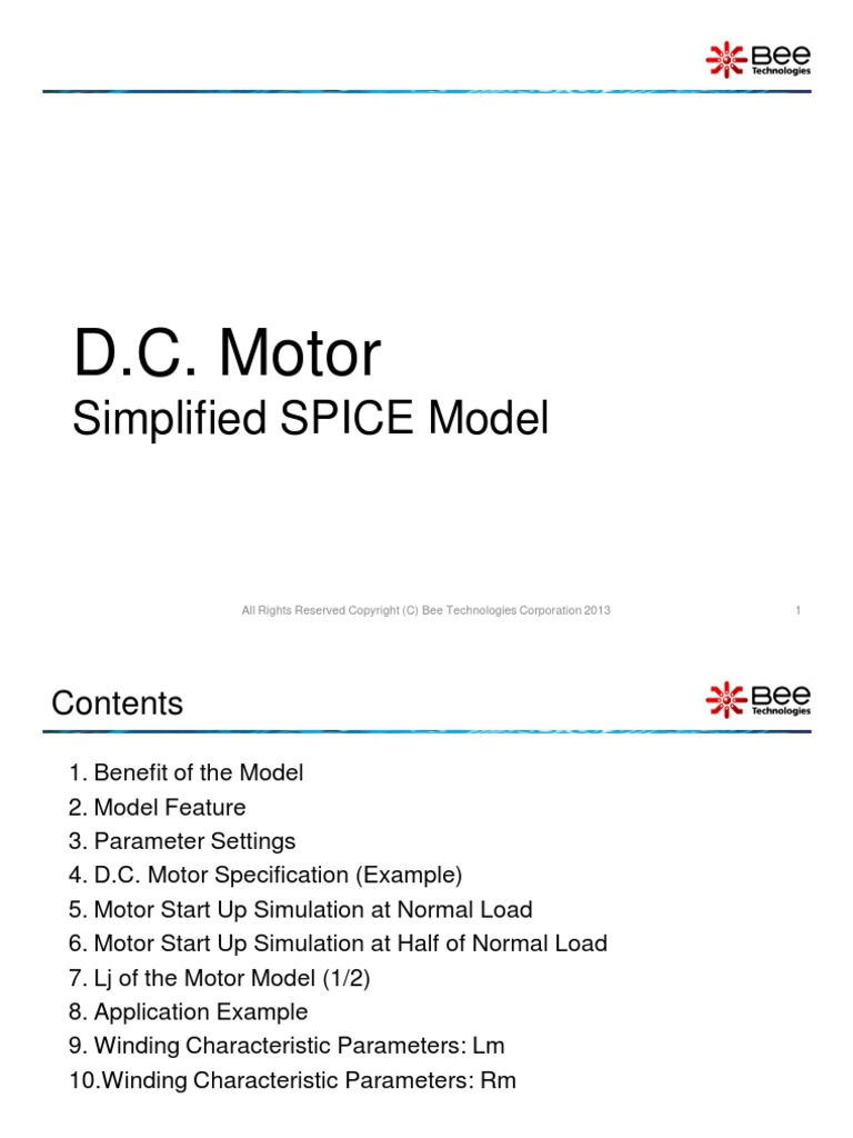 Simplified DC Motor Model Using PSpice | PDF | Direct Current | Spice