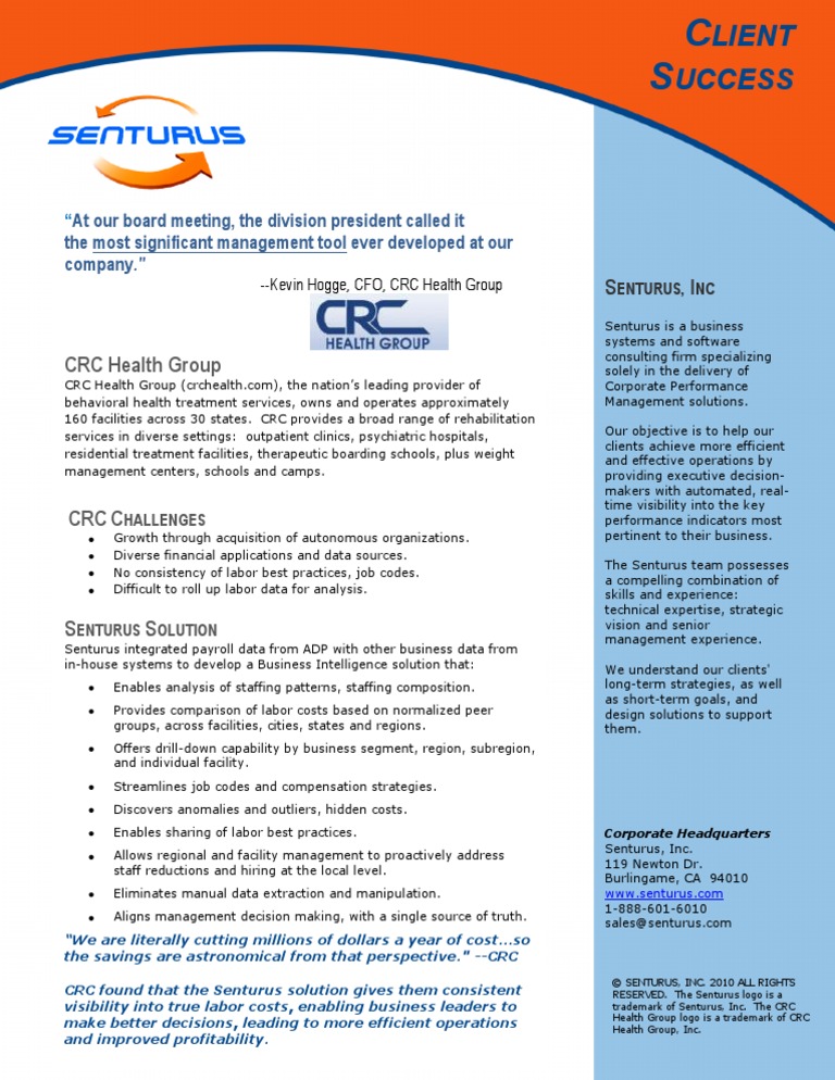 CRC Health Group | PDF | Strategic Management | Accountability