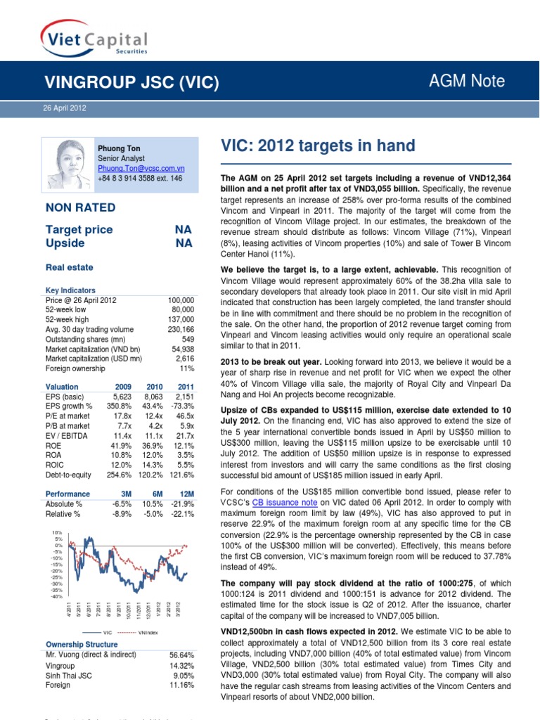 Vingroup | PDF | Valuation (Finance) | Stocks