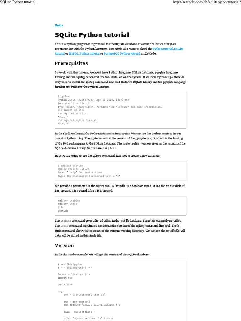 Tutorial Python SQLite | Download Free PDF | Computer Engineering | Information Technology