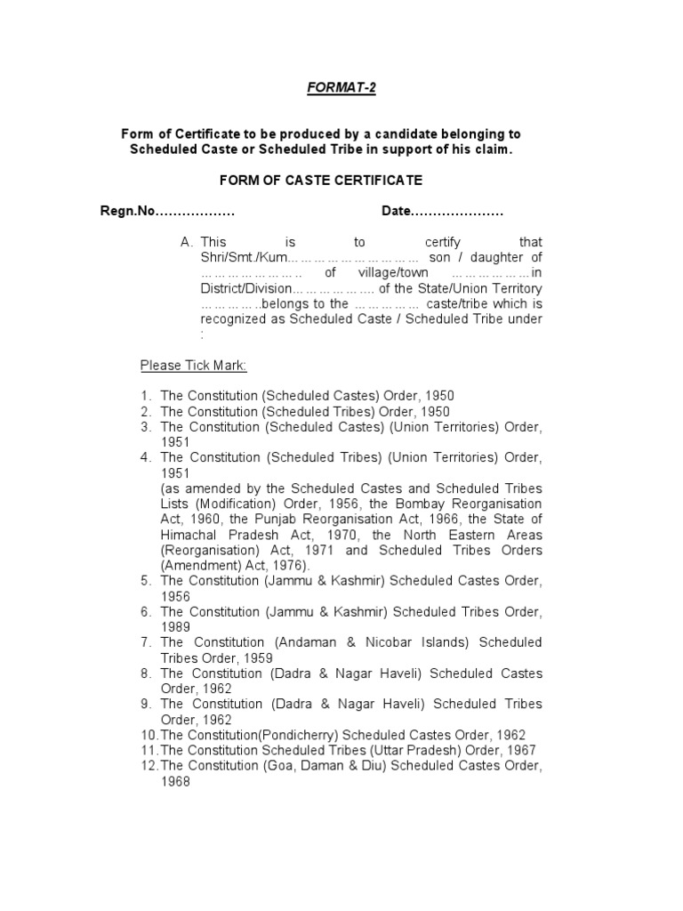 Caste and Disability Certificate Forms | PDF | Magistrate | Government ...