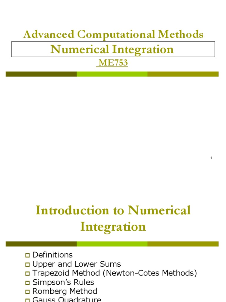 Advanced Computational Methods Numerical Integration Pdf Integral Algorithms
