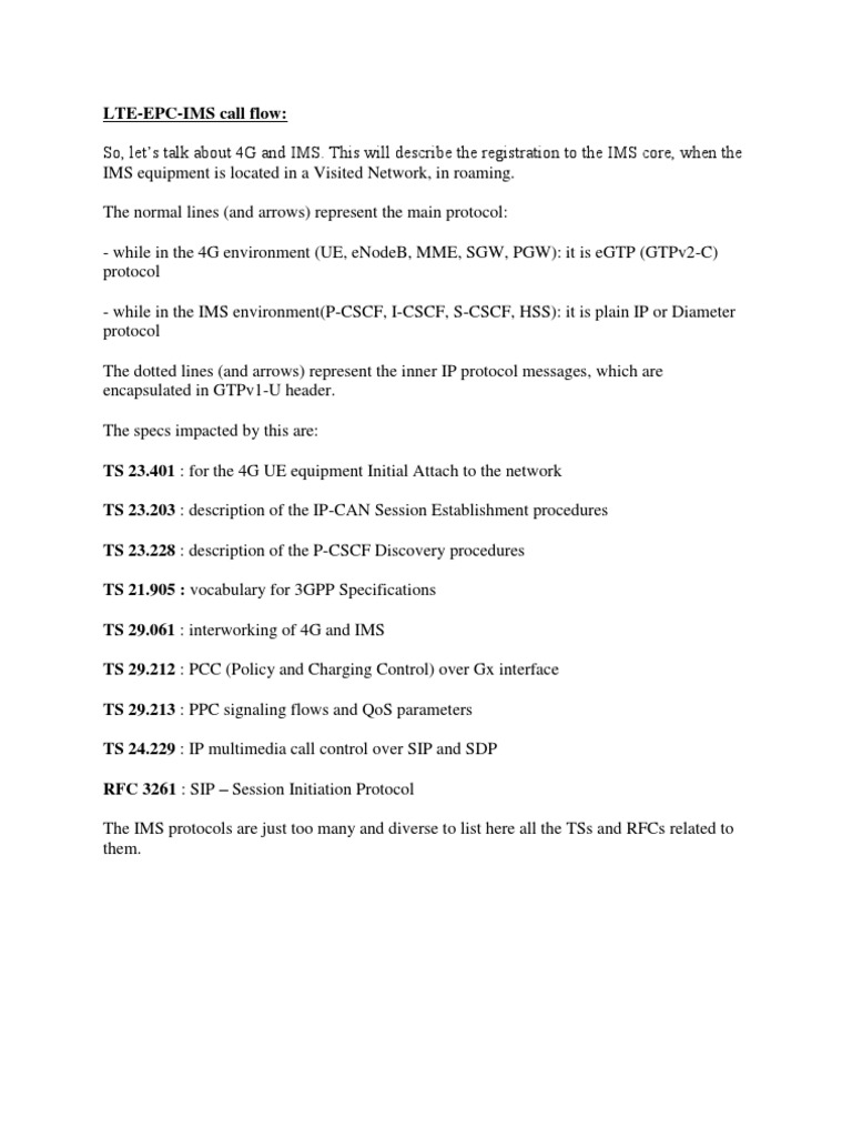 Lte Epc Ims Call Flow | PDF | I Pv6 | Ip Multimedia Subsystem