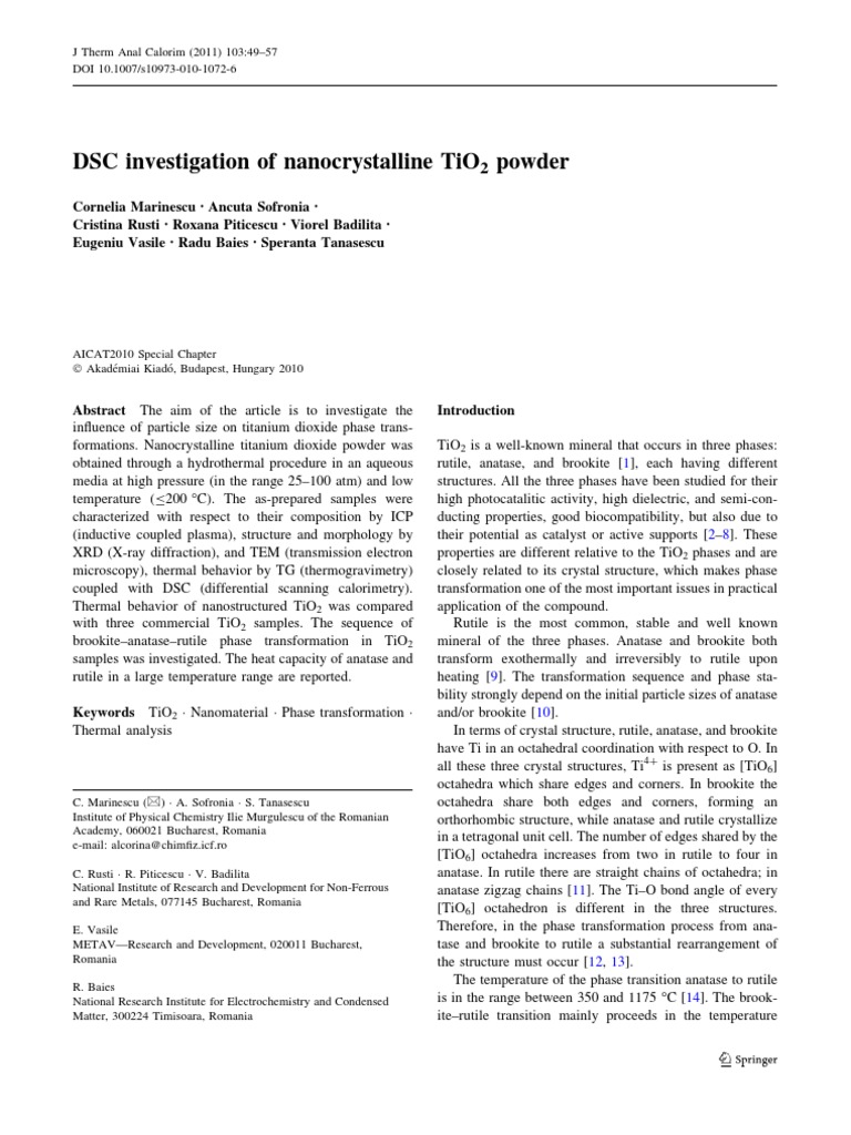 DSC TiO2 | Download Free PDF | Differential Scanning Calorimetry ...