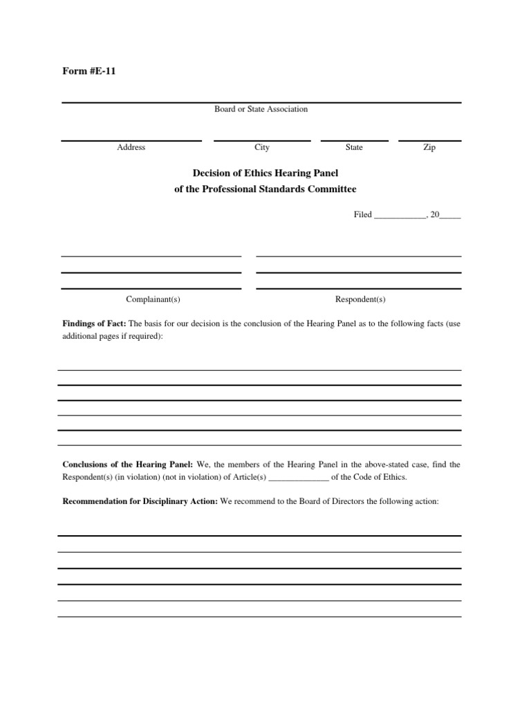 CEAM Ethics Form E11 | PDF