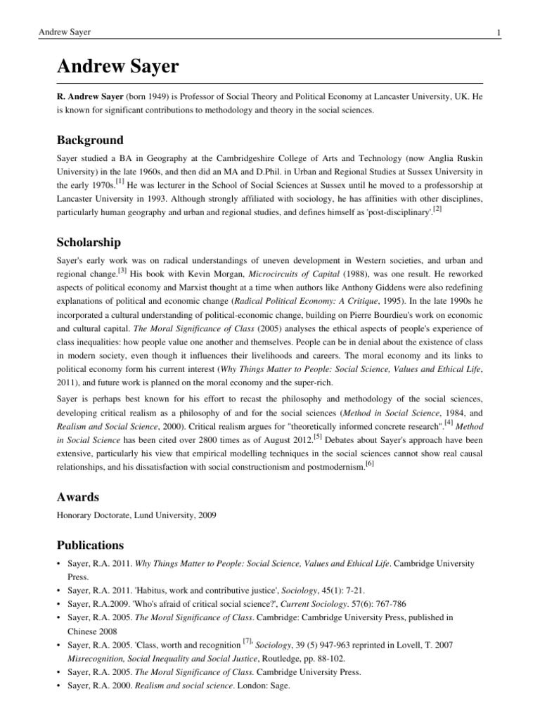Andrew Sayer | PDF | Academia | Philosophical Theories