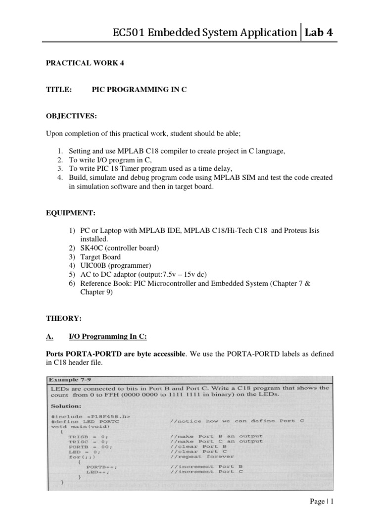 Ec501 Practical Work 4 PDF | PDF | Pic Microcontroller | Binary Coded Decimal