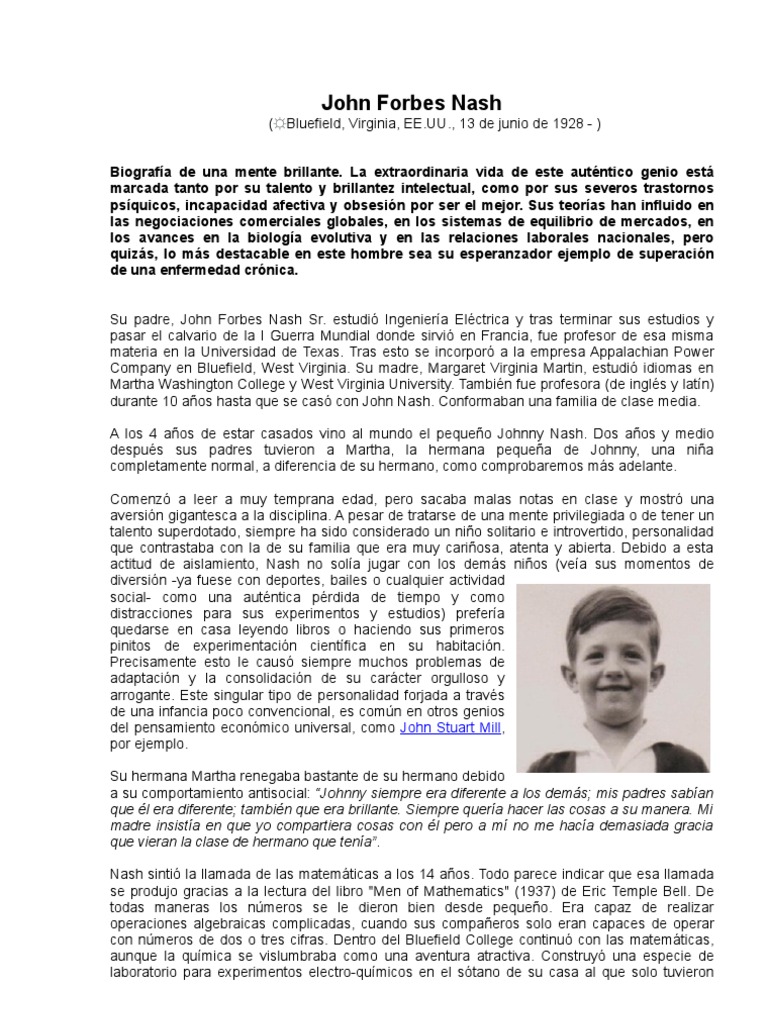 John Nash | PDF | Teoría de juego | Educación avanzada