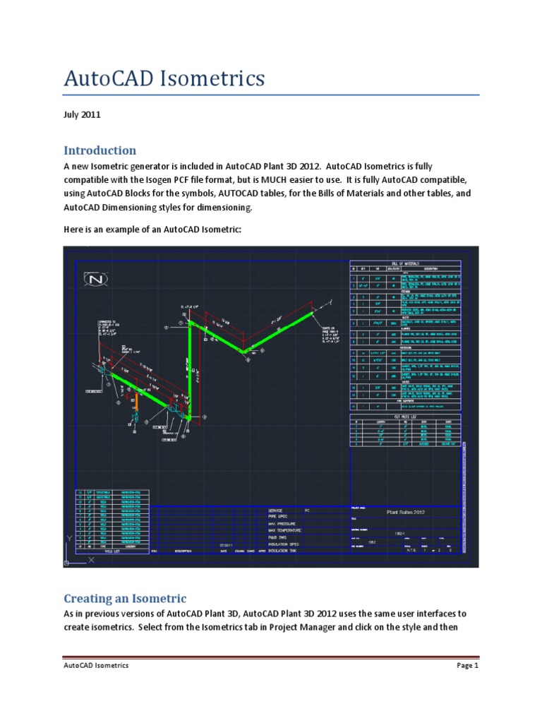 Plant 3d Isometrics | PDF | Auto Cad | Graphical User Interfaces