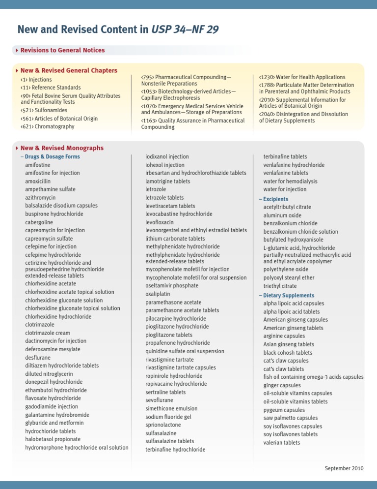 USP 34–NF 29: New & Revised Monographs | PDF | Tablet (Pharmacy ...