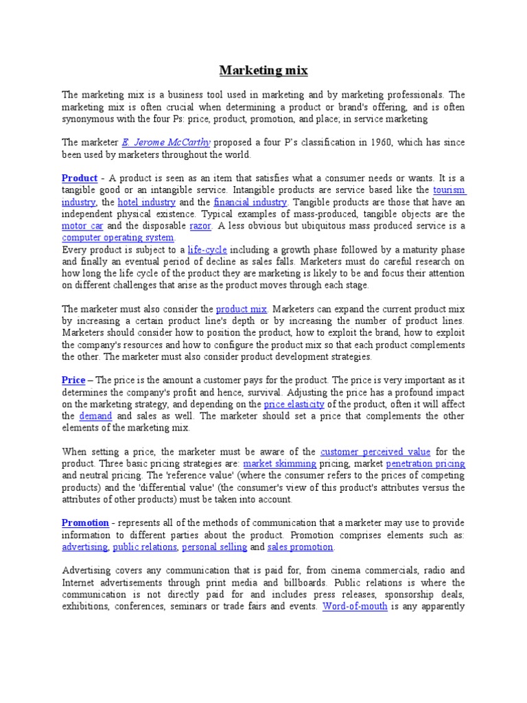 Marketing Mix: E. Jerome Mccarthy | PDF | Marketing | Promotion (Marketing)