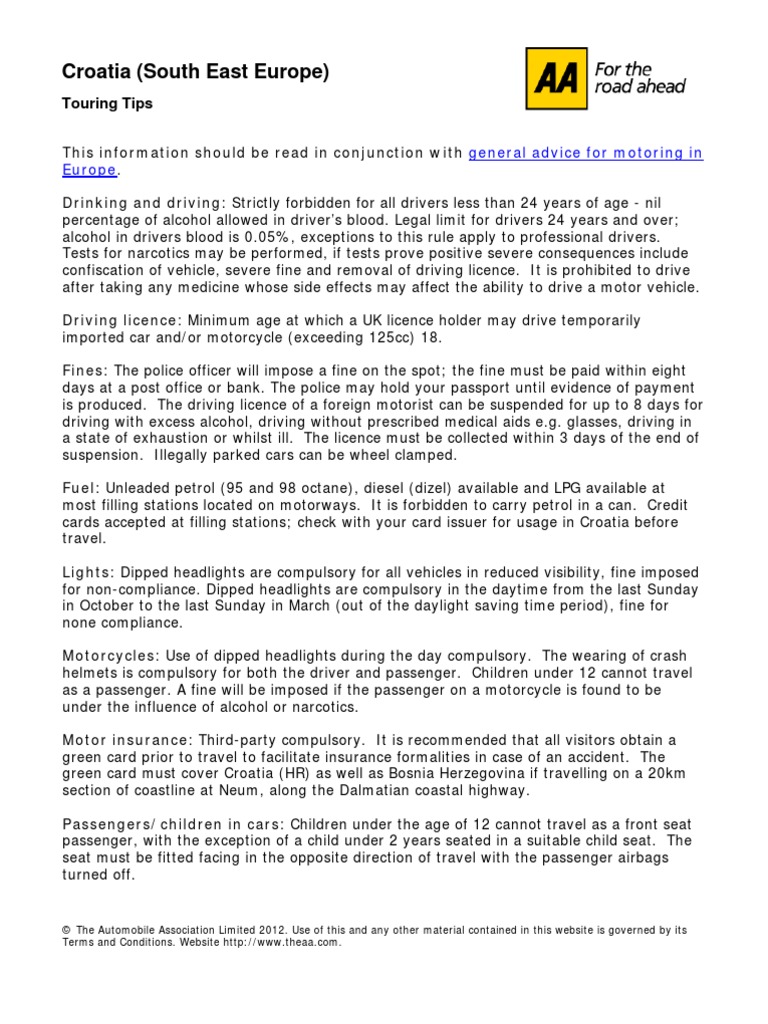 Croatia | Download Free PDF | Driving | Driver's License