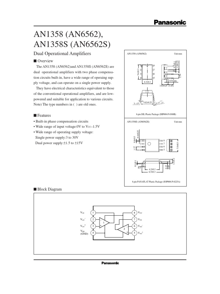 Amplificador Operacional An6562 | PDF | Amplifier | Operational Amplifier