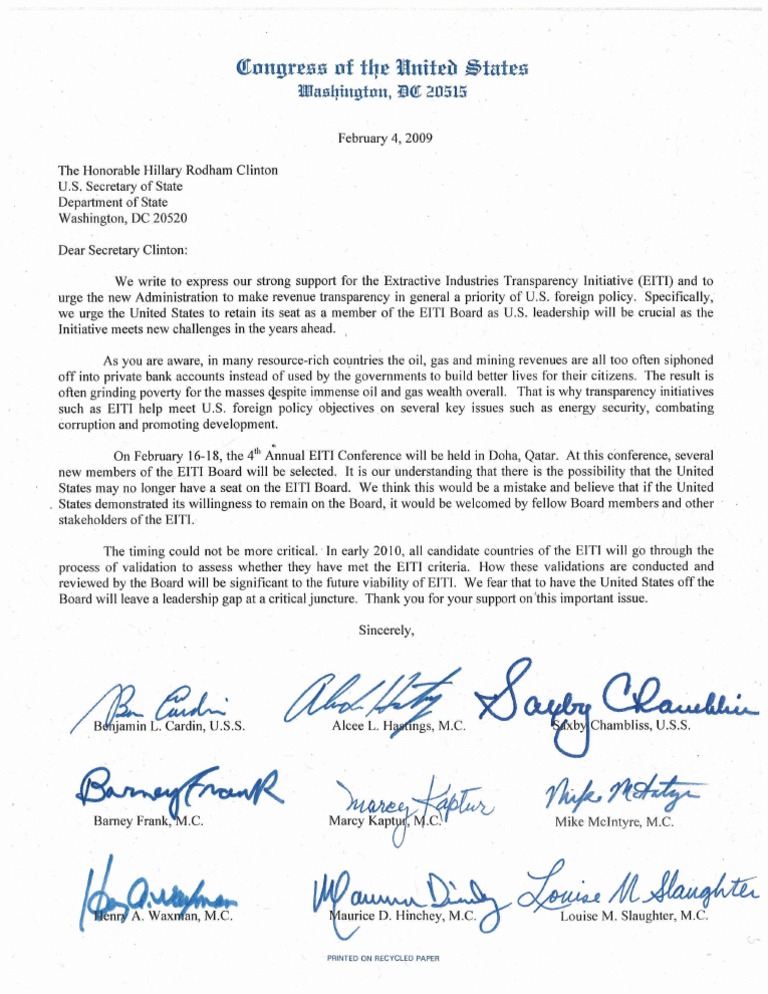 Letter To Secretary Clinton | Download Free PDF | Government