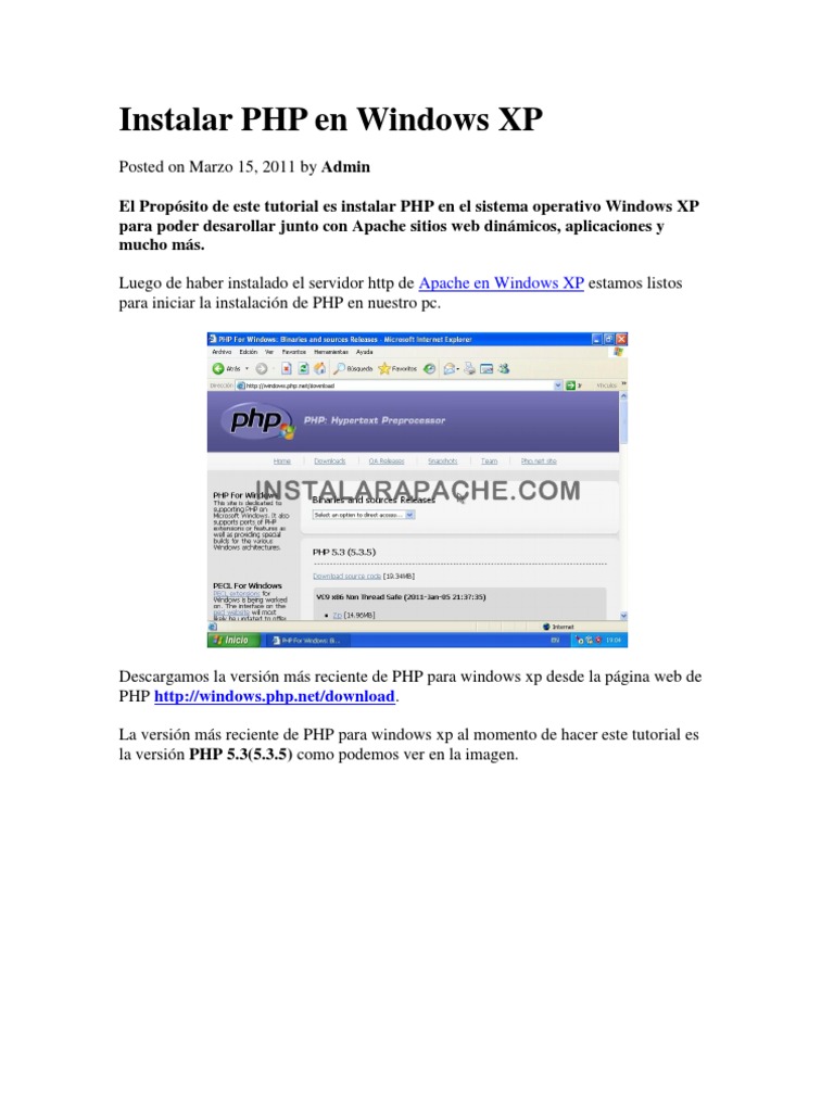 Instalar PHP en Windows XP | PDF | Php | Servidor HTTP Apache