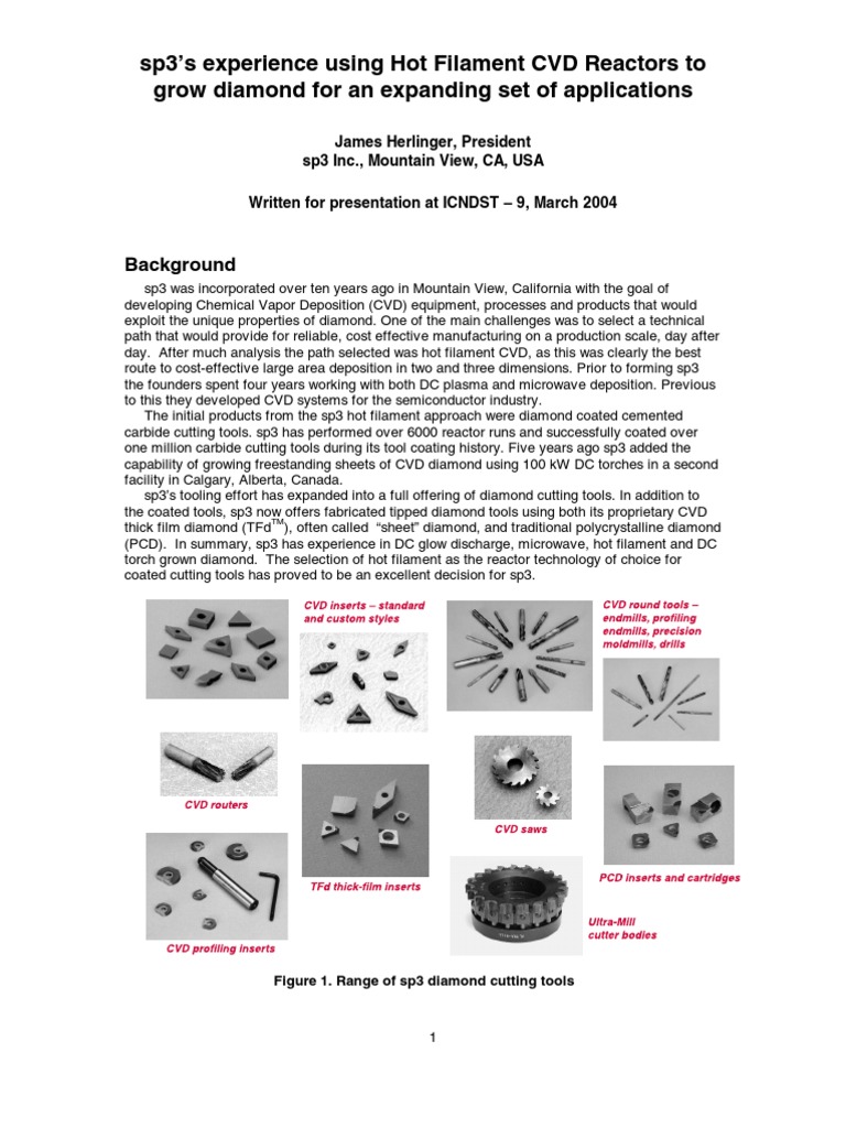 sp3's Experience Using Hot Filament CVD Reactors To Grow Diamond For An ...