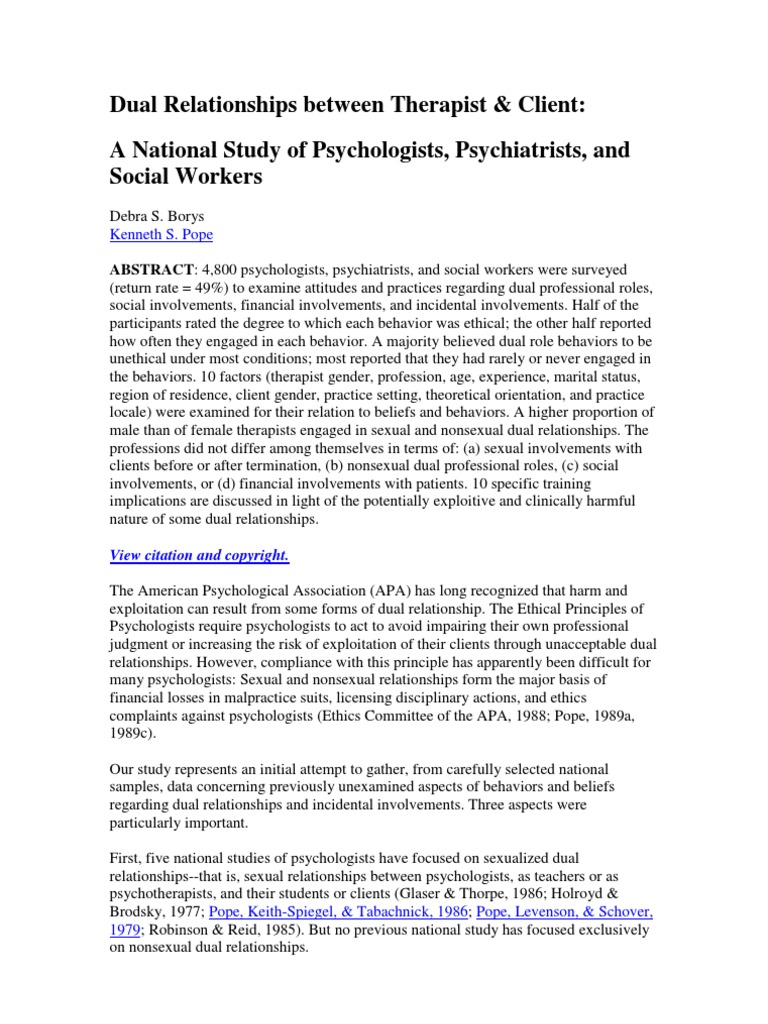 Dual Relationships Between Therapist | PDF | Factor Analysis ...