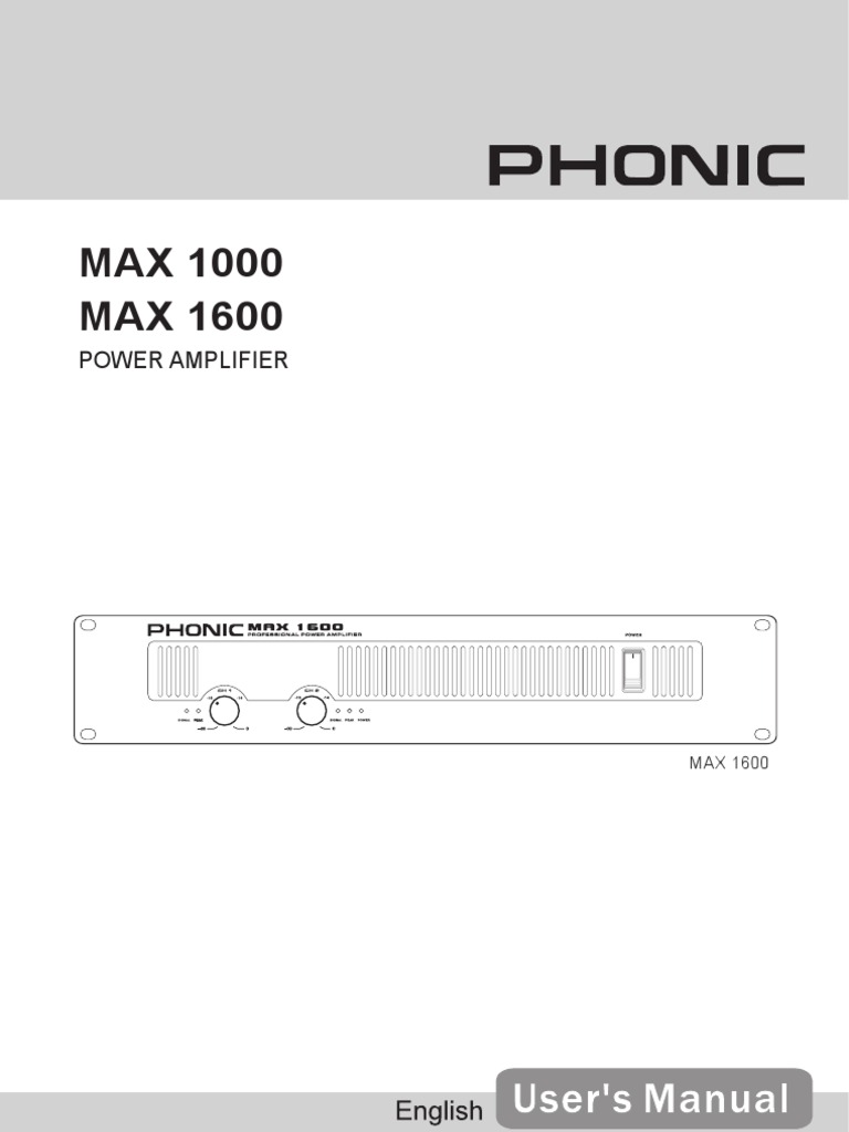 Phonic MAX1000 MAX1600 Amplifier | PDF | Amplifier | Electrical Connector