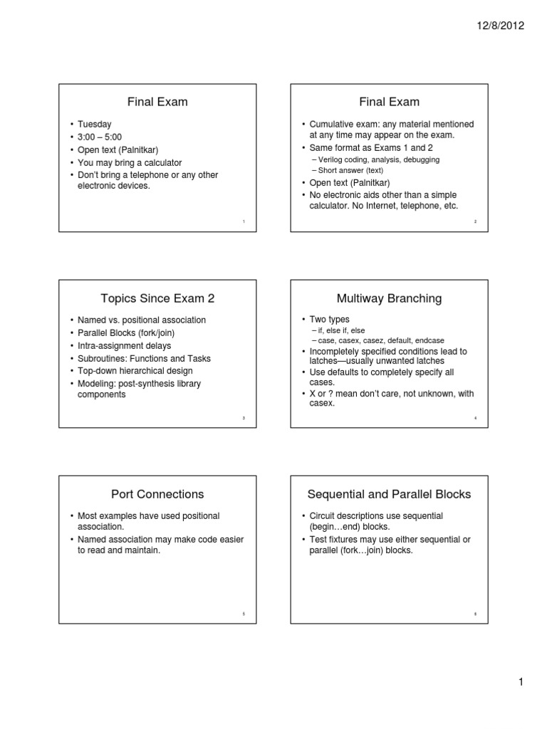 Final Exam Review for Digital Design Course | PDF | Array Data Structure | Subroutine
