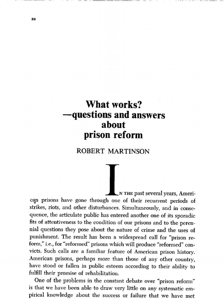 What Works - Robert Martinson | PDF | Recidivism | Prison